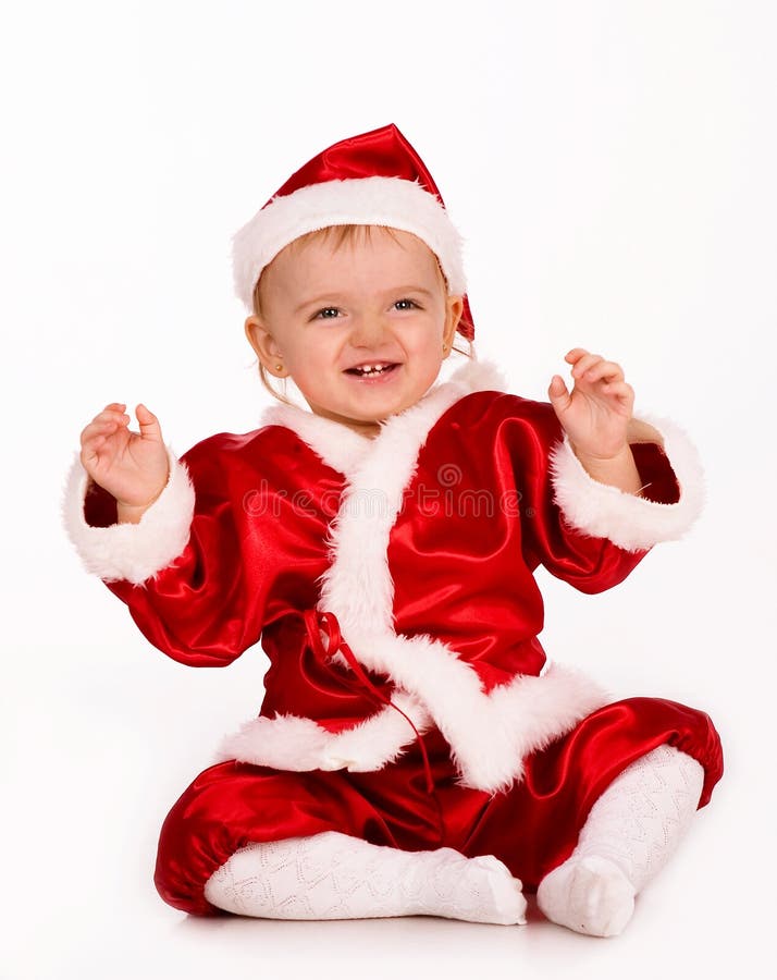 Cute Baby Dressed As Santa Claus Stock Image - Image of daughter ...