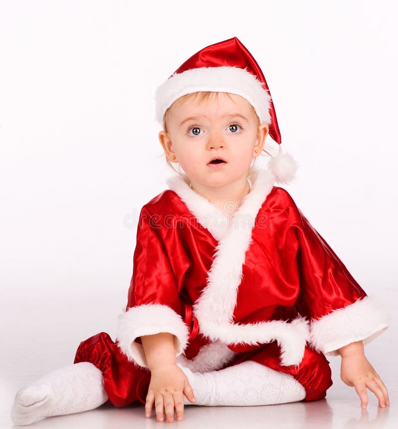 Cute Baby Dressed As Santa Claus Stock Image - Image of love, months ...