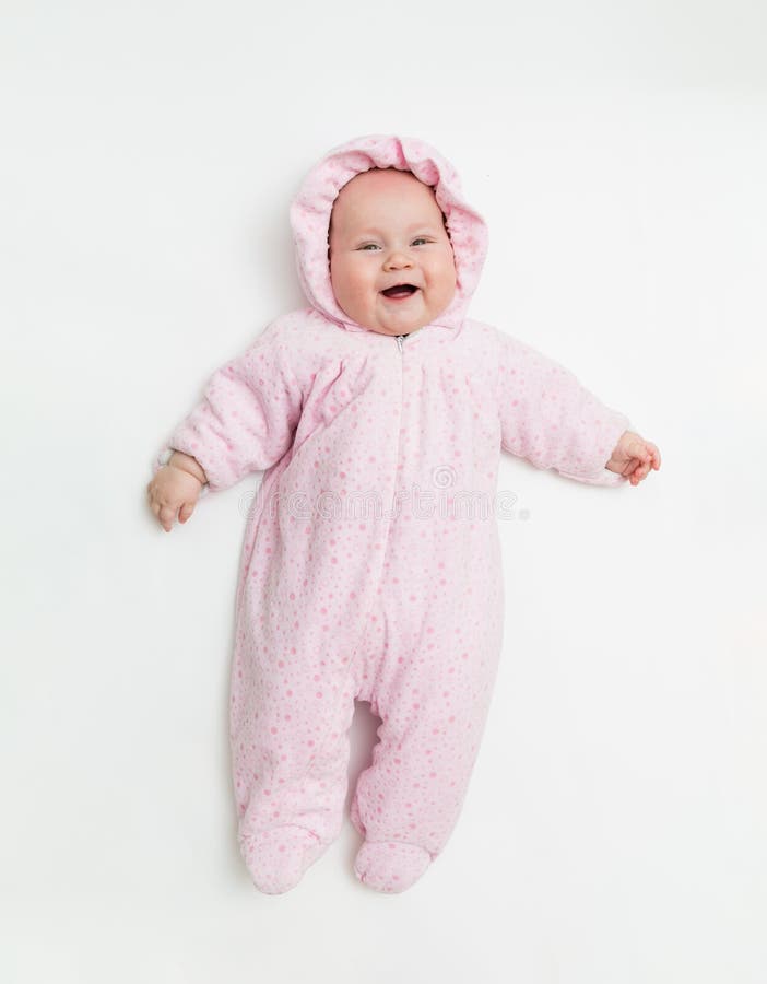 Cute Baby Dressed in Warm Overall for Winter Cold Weather. Stock Image ...