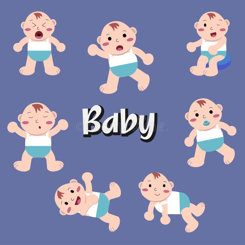 Cute Baby Element Vector Illustrations Kid Set Stock Vector - Illustration of vector, childish ...