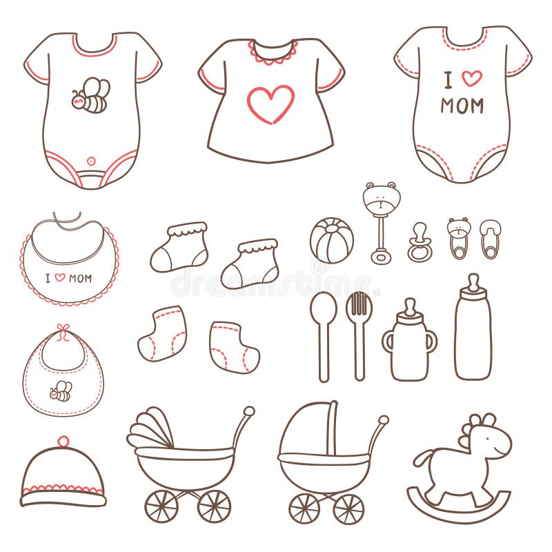 Cute baby elements set stock vector. Illustration of girl - 87770505
