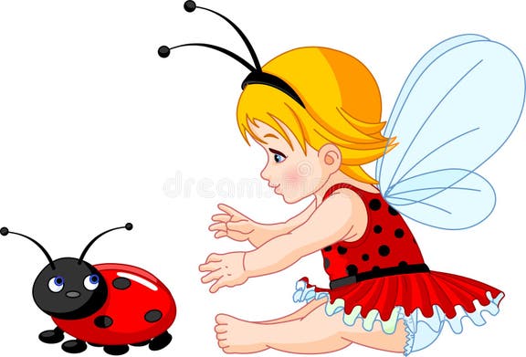 Cute Baby Fairy and Ladybug Stock Illustration - Illustration of ...