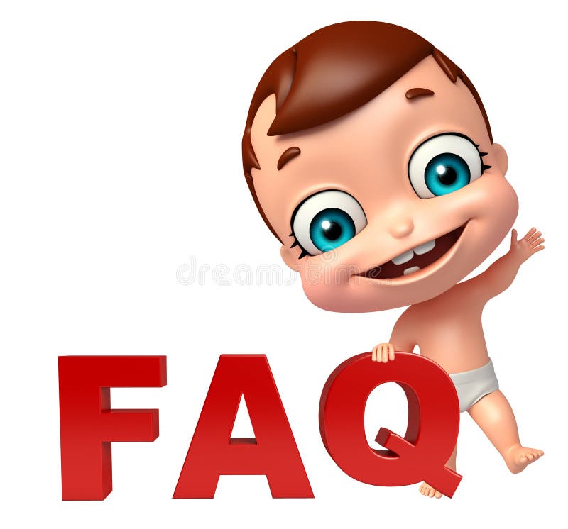 Cute baby with FAQ Sign stock illustration. Illustration of study ...