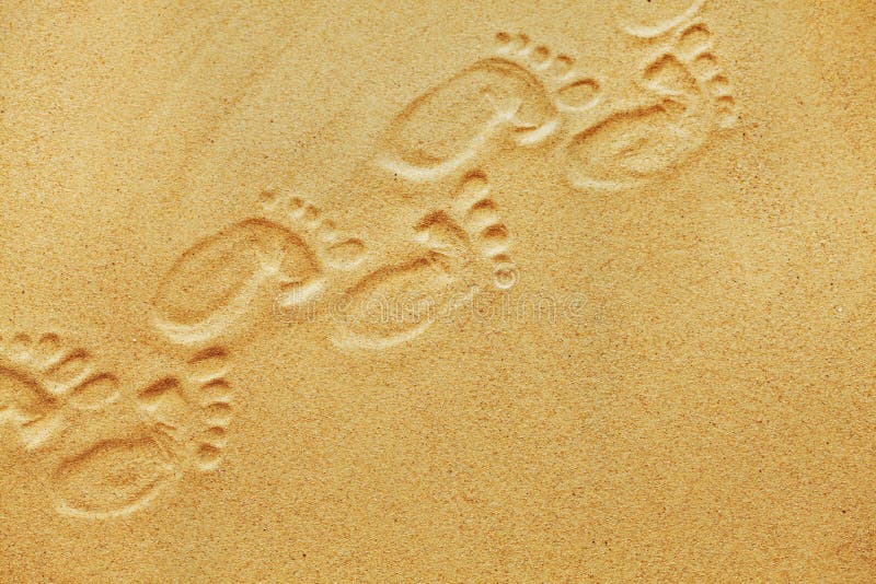 Cute Baby Footsteps on Sandy Beach with Space for Text or Design Stock ...
