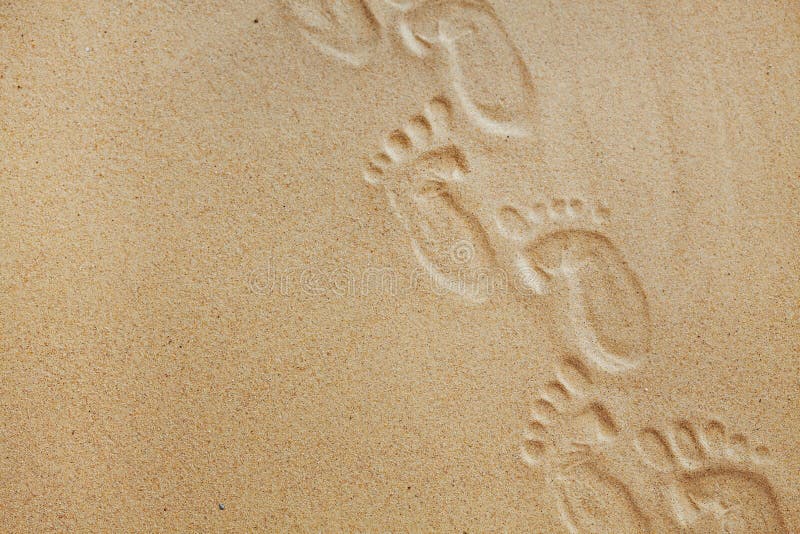 Cute Baby Footsteps on Sandy Beach with Space for Text or Design Stock ...