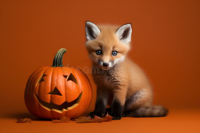 Cute Baby Fox Portrait in Bold Minimalist Studio. Generative AI ...