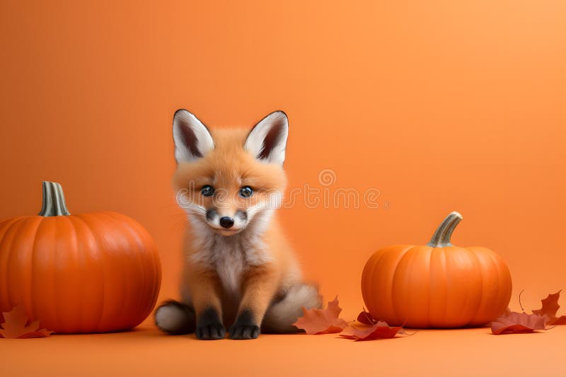 Cute Baby Fox Portrait in Bold Minimalist Studio. Generative AI ...