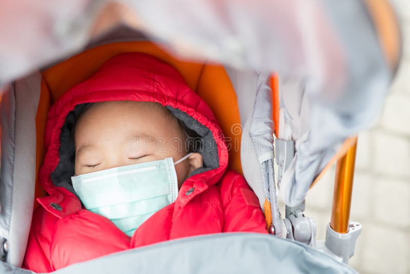 Cute baby get cold stock image. Image of season, mask - 85875383