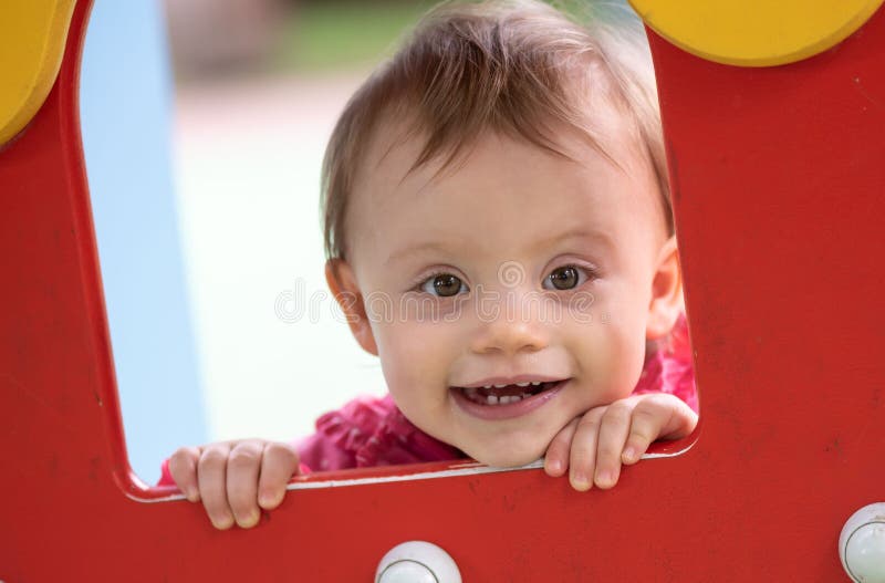 Cute Baby Girl Having Fun on a Playground Stock Photo - Image of ...