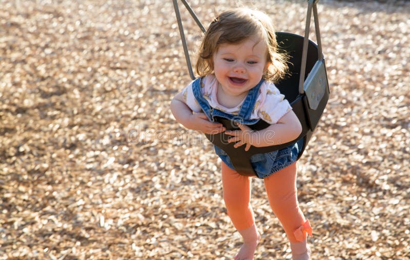 Cute Baby Girl Having Fun on a Swing Stock Image - Image of pretty ...