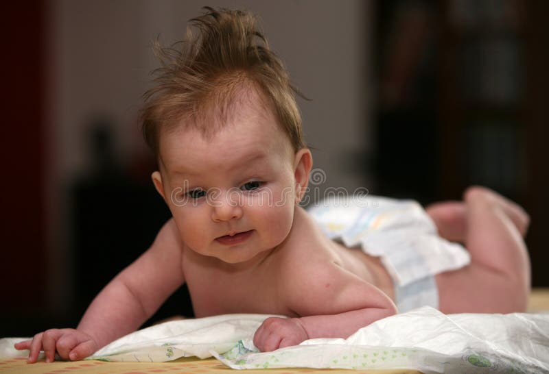 Cute baby girl in nappy stock image. Image of bonnie, single - 4964041