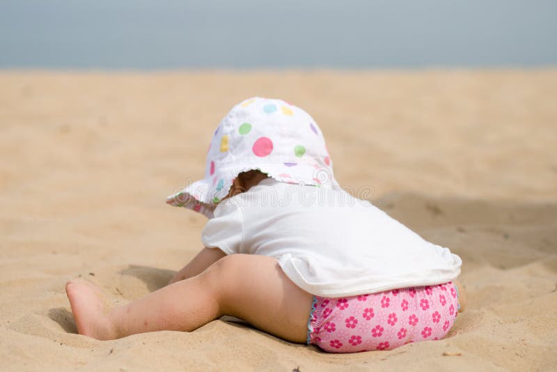 Cute baby girl stock photo. Image of beach, person, standing - 70139118