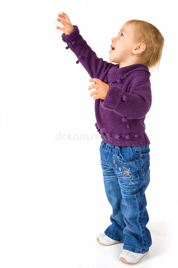Cute Baby Girl Reaching for Something Stock Image - Image of aspiration ...
