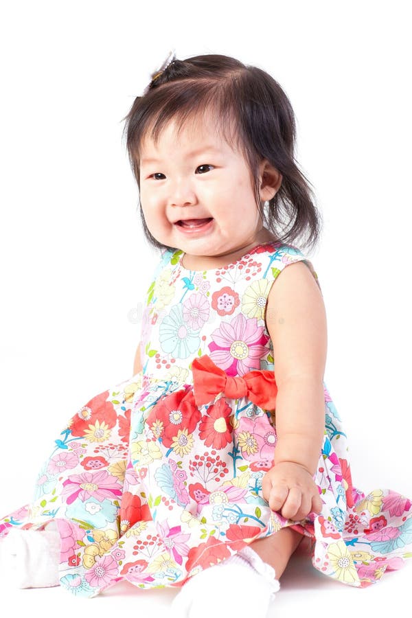 Cute Baby Girl Sitting in Studio Stock Image - Image of person, looking ...