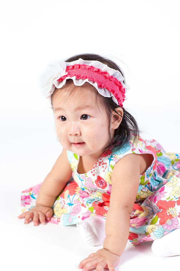 Cute Baby Girl Sitting in Studio Stock Image - Image of expression ...