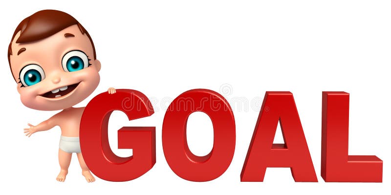 Cute baby with Goal sign stock illustration. Illustration of class ...