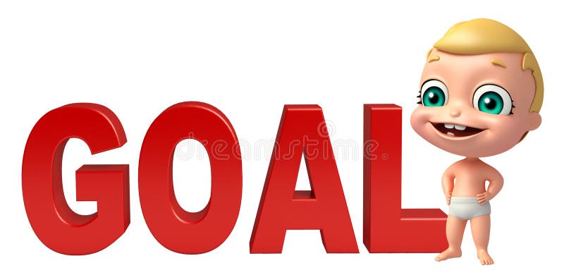 Cute baby with Goal sign stock illustration. Illustration of education ...