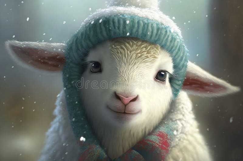 Cute Baby Goat Wearing a Hat Stock Illustration - Illustration of ...