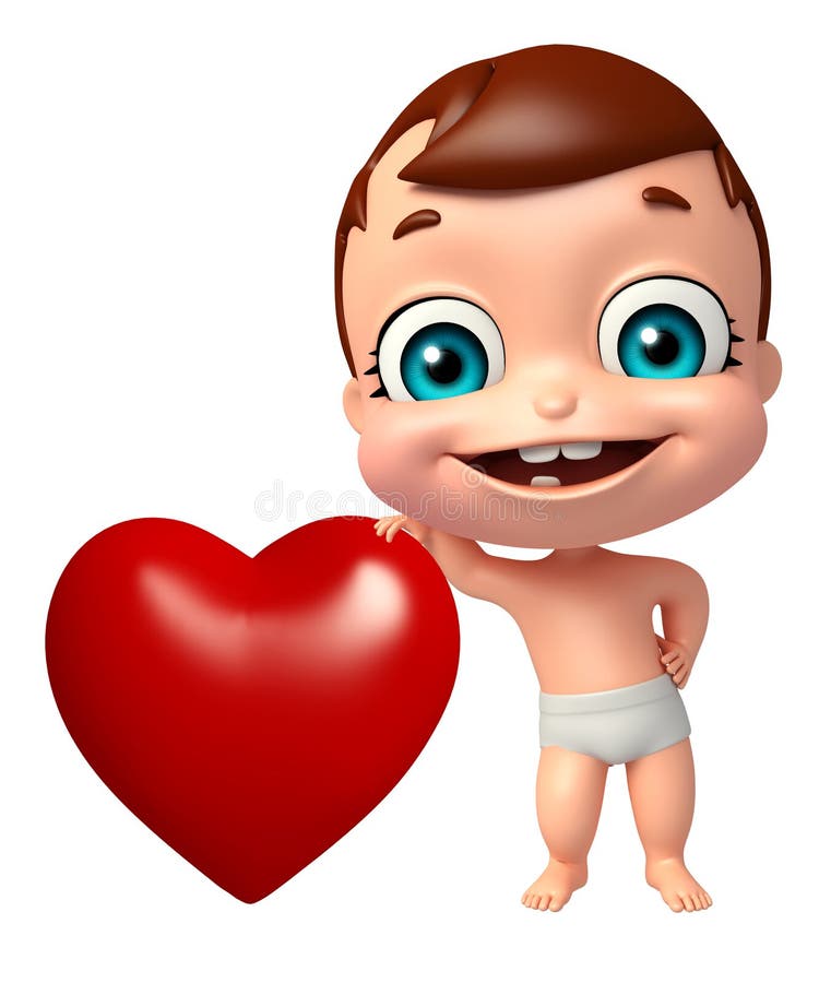 Cute baby with Heart stock illustration. Illustration of class - 77490608