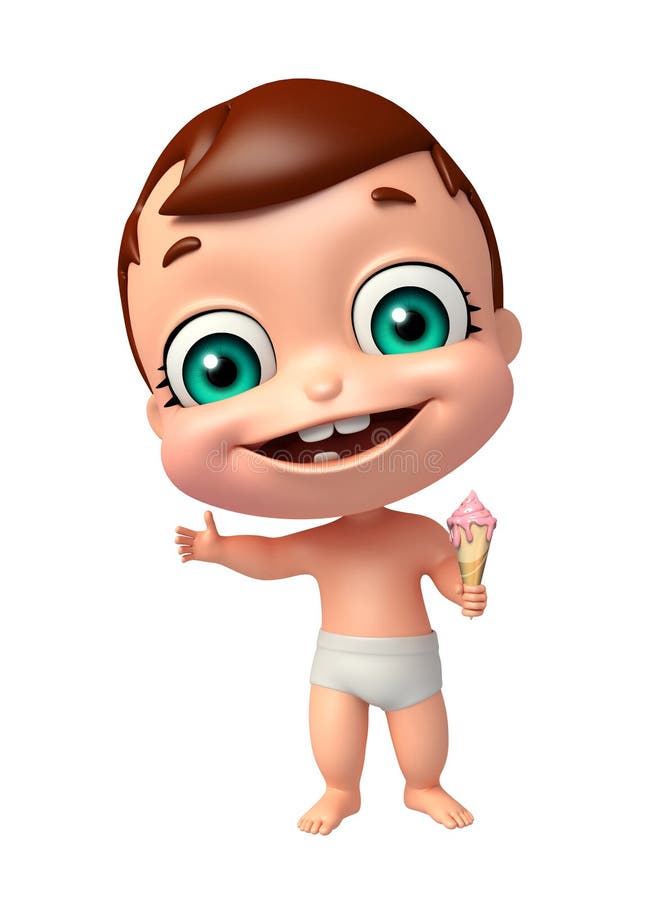 Cute baby with Ice cream stock illustration. Illustration of young ...