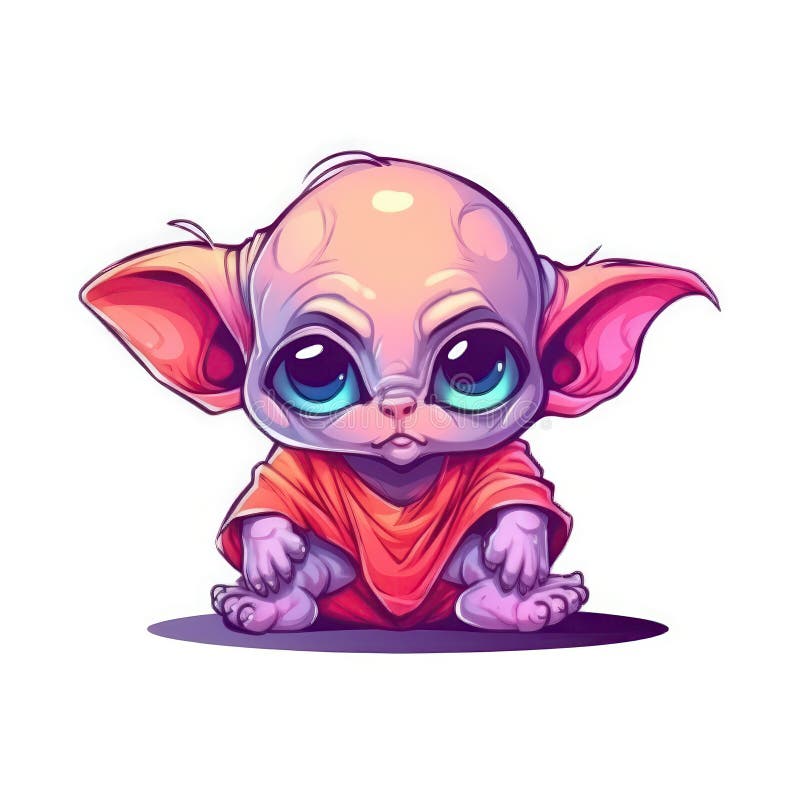 Cute Baby Imp on White Background Logo Digital Art. Generative AI Stock ...