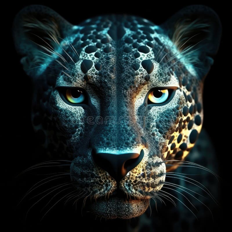 Cute Baby Jaguar Face Shape in Fire on Black Background. Generative AI ...