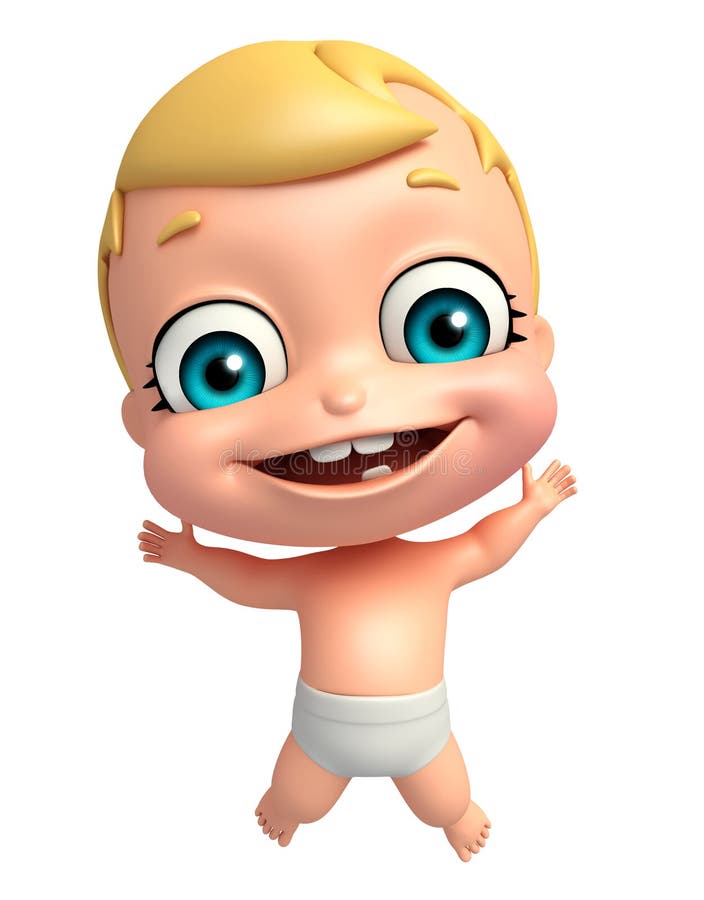 Cute Baby with Jumping Pose Stock Illustration - Illustration of grade ...