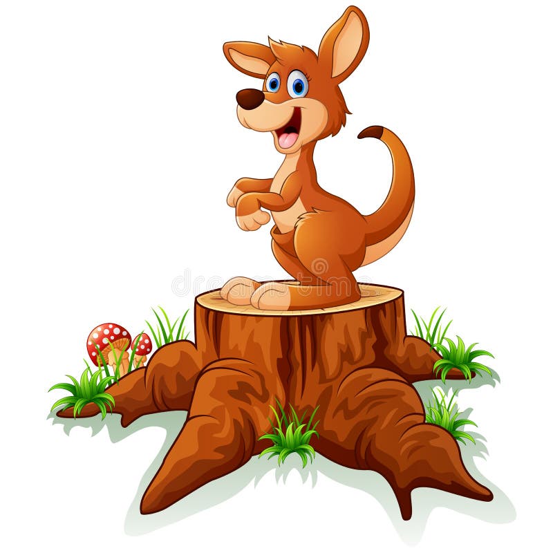 Baby Kangaroo And Baby Bear Cartoon In The Jungle Stock Vector ...
