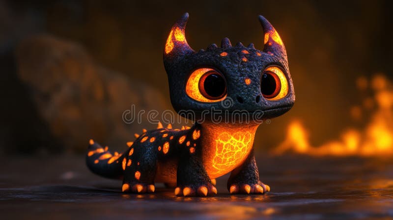 Cute Baby Lava Dragon Illustration Stock Illustration - Illustration of ...