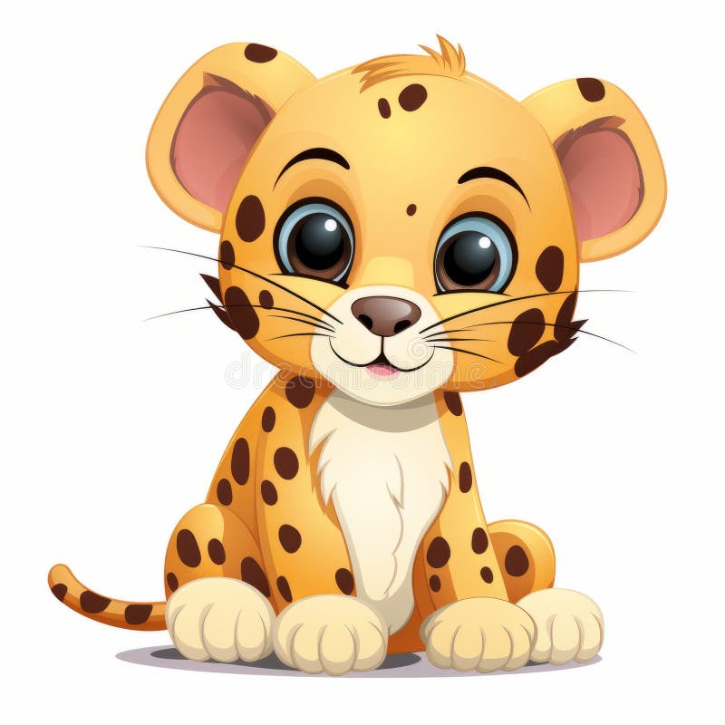 Cute Baby Leopard Cartoon Sitting, Vector Illustration Stock ...