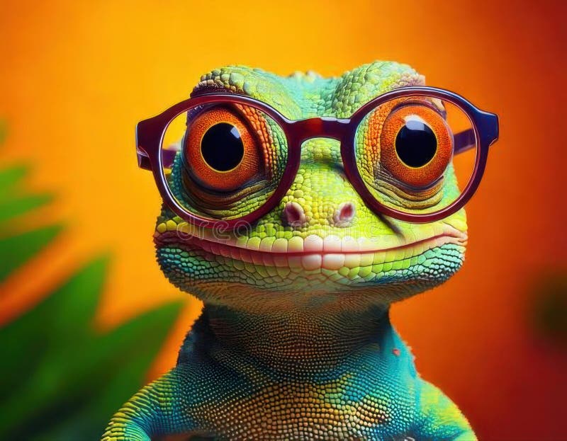 Cute Baby Lizard with Glasses Stock Illustration - Illustration of ...