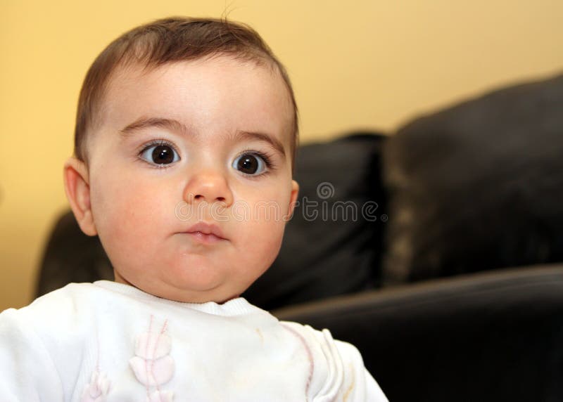 Cute baby looking down stock photo. Image of portrait - 12895868