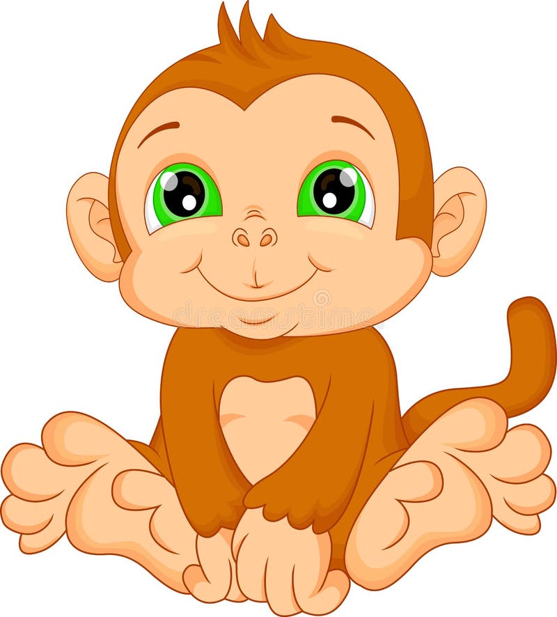 Baby monkey on a tree stock vector. Illustration of leaf - 19434566