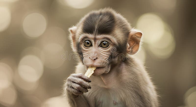 A Cute Baby Monkey Enjoying a Snack in Procreate Style - Generated ...