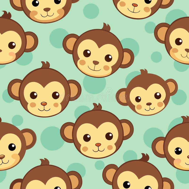 Cute Baby Monkey Head Pattern for Kids Related Product, Seamless ...