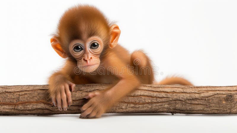 Cute Baby Monkey Isolated on a White Background Stock Illustration ...