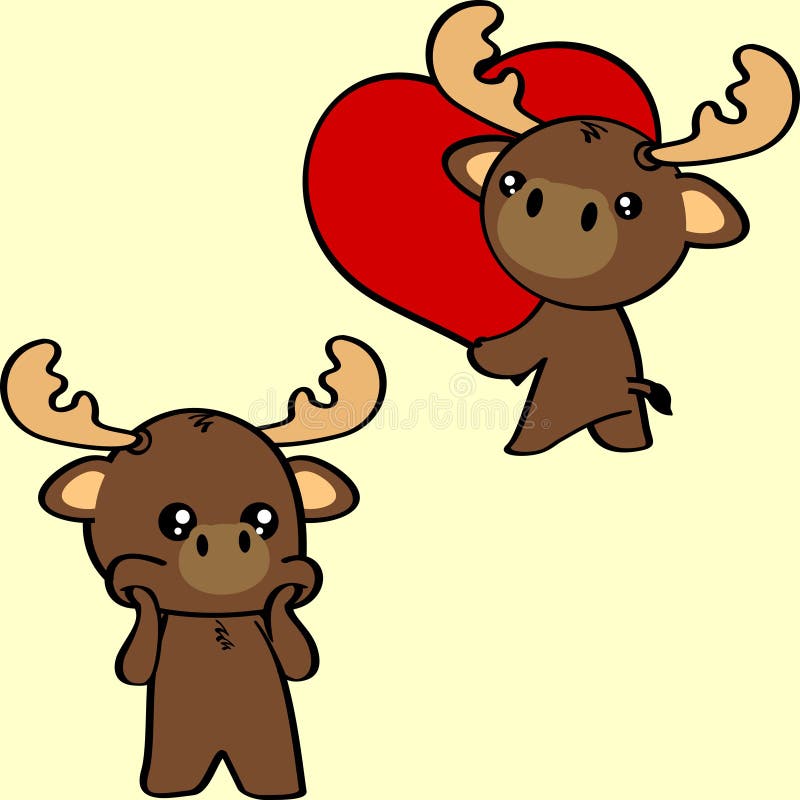 Cute Baby Moose Character Cartoon Stock Vector - Illustration of ...