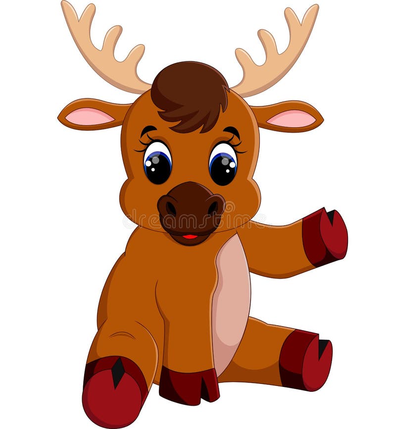 Cute baby moose sitting stock vector. Illustration of forest - 74624332
