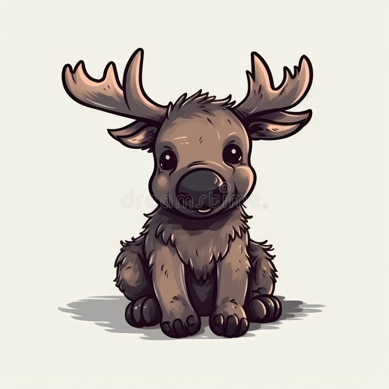 Cute Baby Moose on White Background Logo Digital Art. Generative AI ...