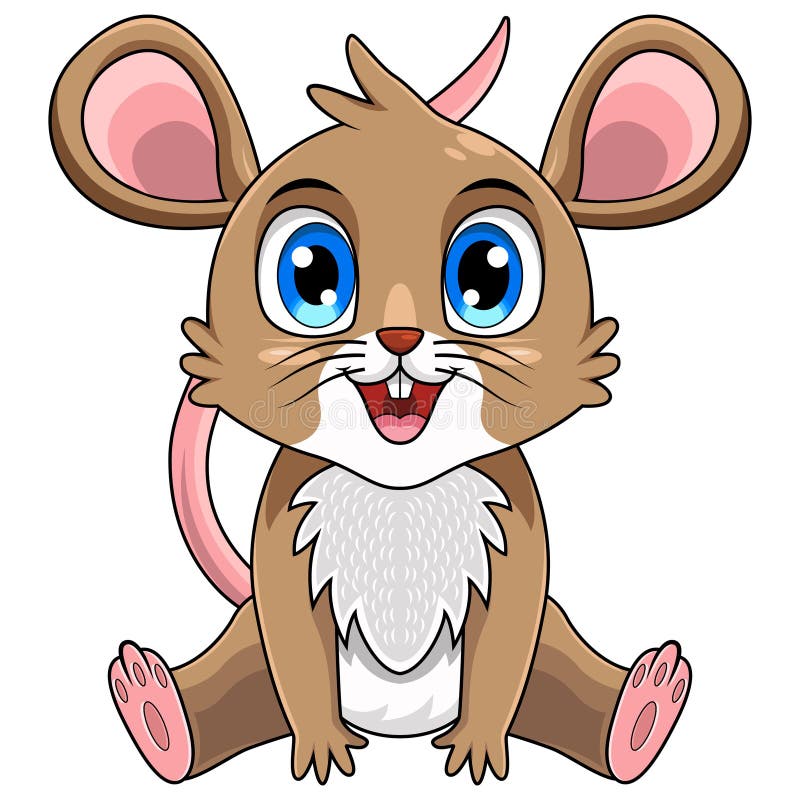 Cute Baby Mouse Cartoon Sitting Stock Vector - Illustration of happy ...