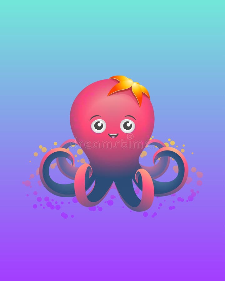Cute Baby Octopus Character Illustration Stock Vector - Illustration of ...