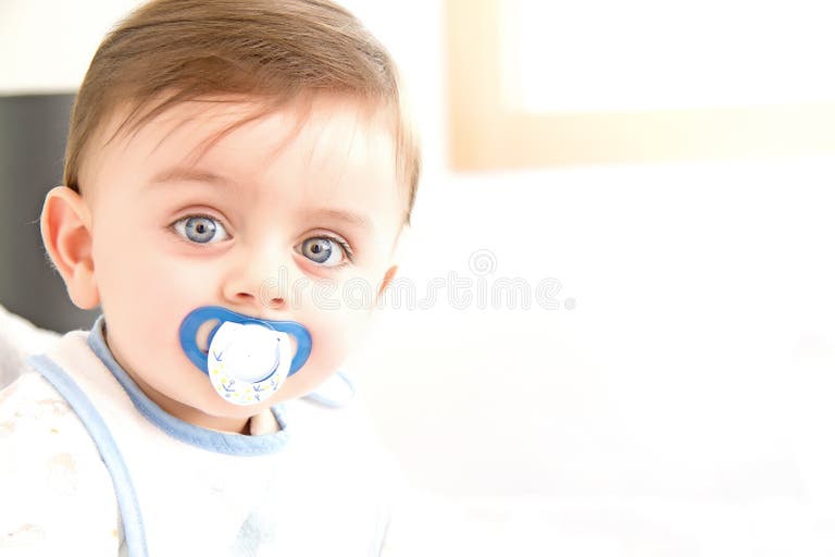 Baby with pacifier stock image. Image of born, close - 29768551