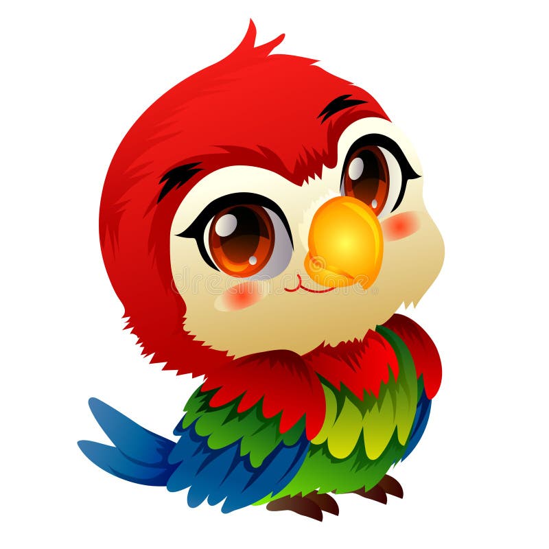 Cute Baby Parrot Colorful Smiling Cartoon Stock Vector - Illustration ...