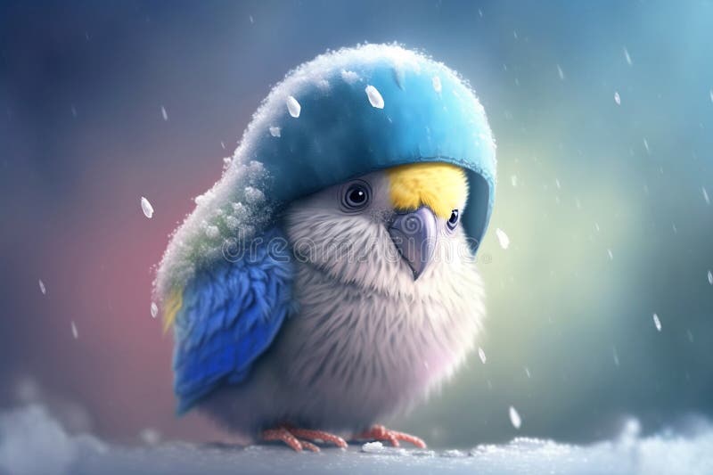 Cute Baby Parrot Wearing a Hat Stock Illustration - Illustration of ...