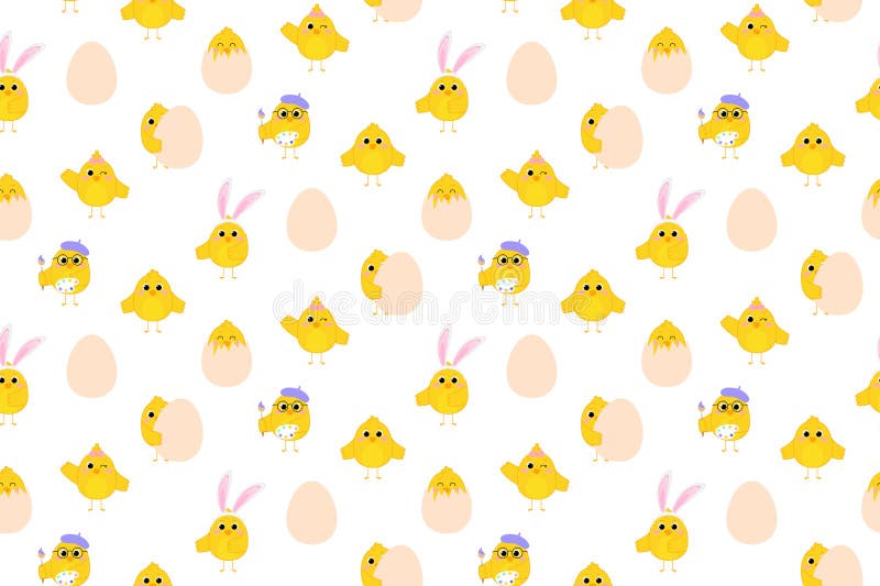 Cute Baby Pattern with Chickens. Seamless Pattern for Fabric, Packaging, Clothes, Cards. Easter ...