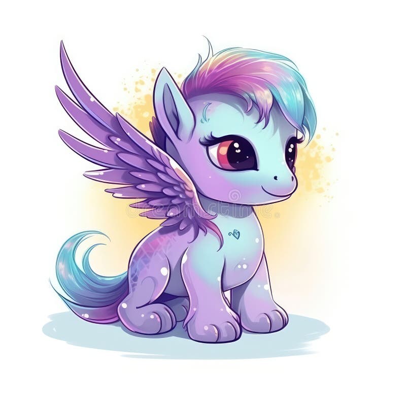 Cute Baby Pegasus on White Background Logo Digital Art. Generative AI ...
