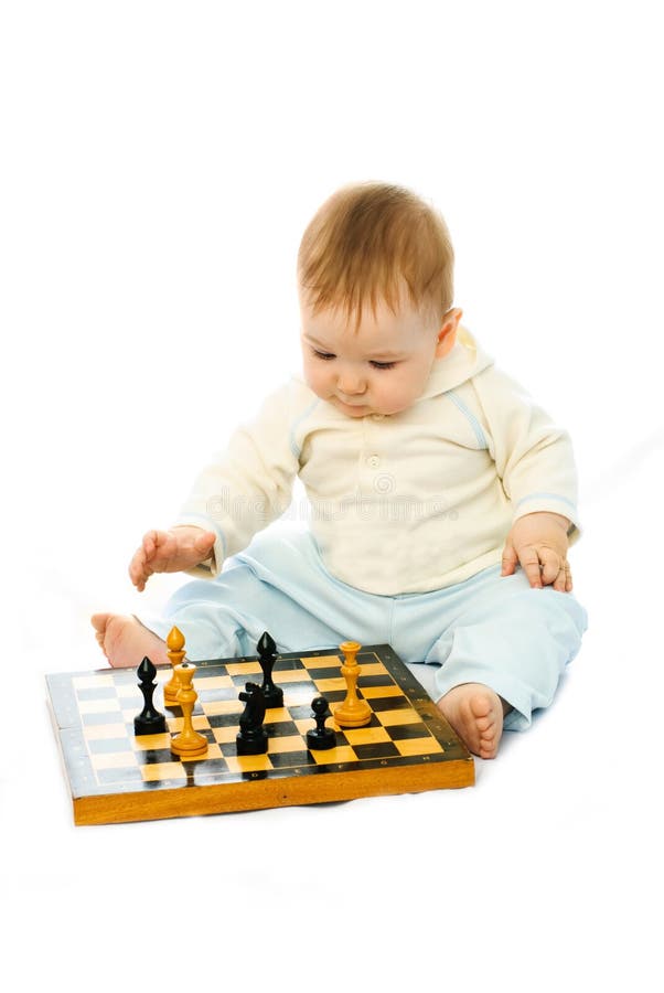 Cute baby playing chess stock image. Image of motherhood - 8344207