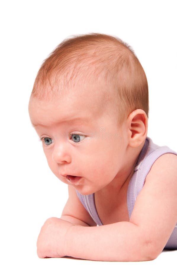 Cute Baby Portrait Isolated on White Background Stock Photo - Image of ...