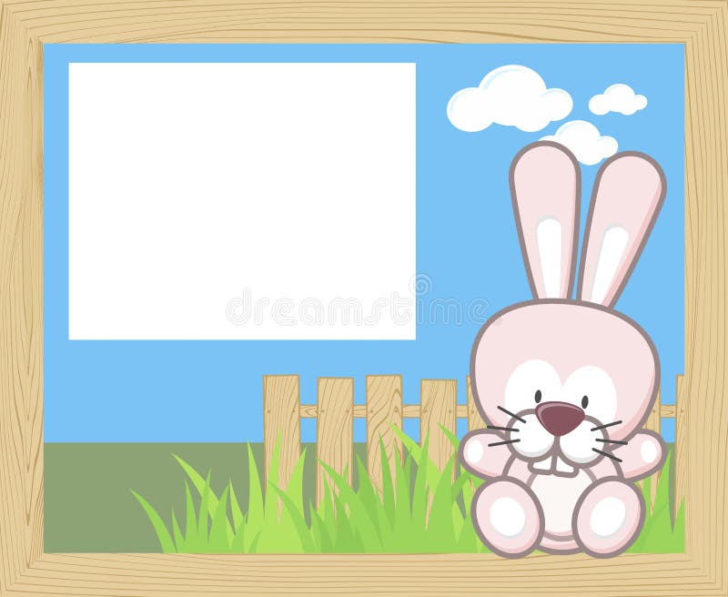 Cute Baby Rabbit and Blank Board Stock Vector - Illustration of clouds ...