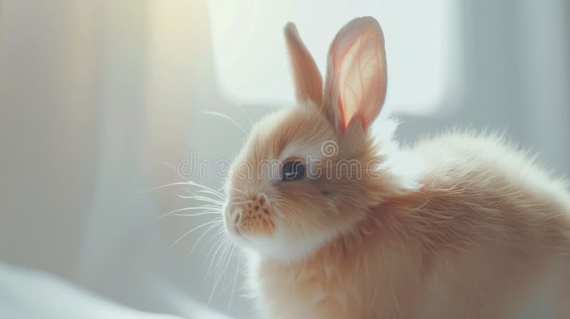 Cute Baby Rabbit with Fluffy Fur in Soft Morning Light Stock Image ...